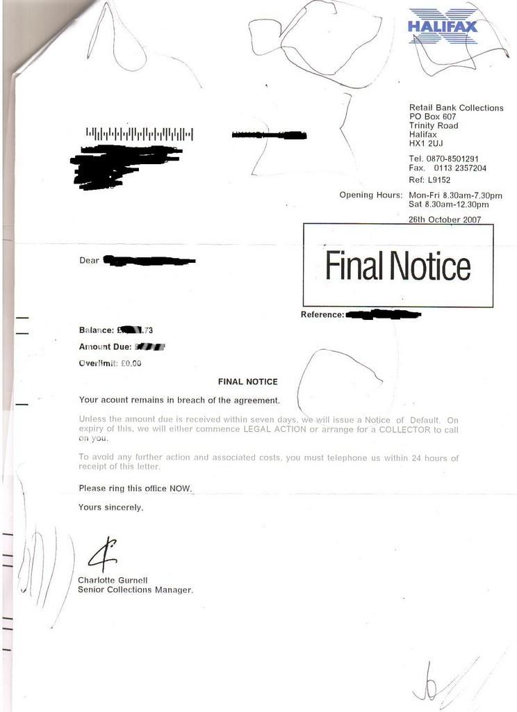 Halifax Cca Request + Formal Notice Letter - Halifax Bank and Bank of ...